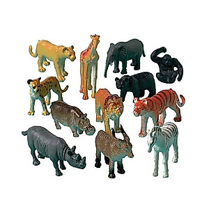 Jungle Animal Value Pack Favors - 2"(Set of 12) - Assorted Vibrant Plastic Creatures - Perfect Party Decorations and Toys for Kids