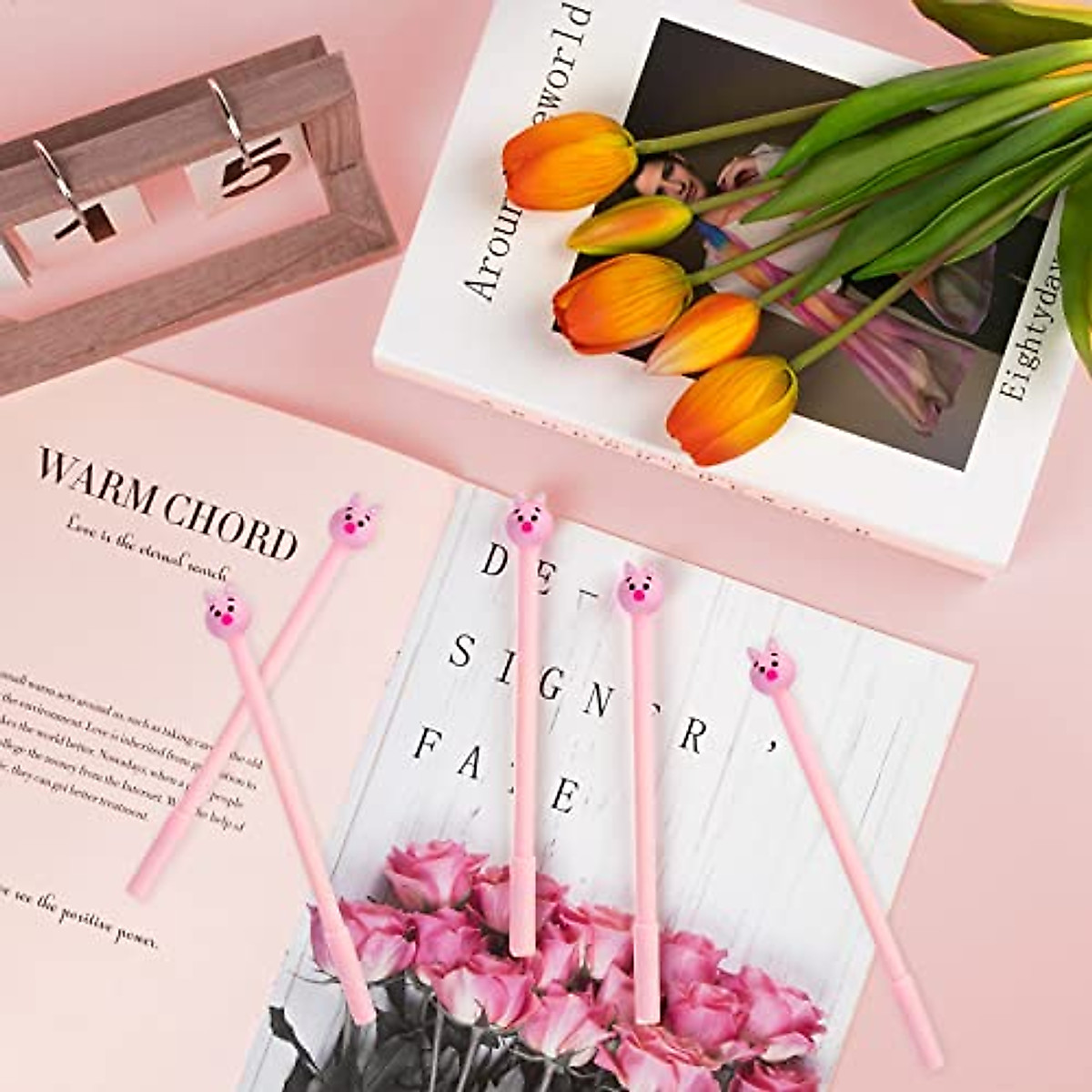 GOOTRADES 8 Pack Cute Pig Writing Gel Ink Pen for Office School Student,0.38 mm Tip