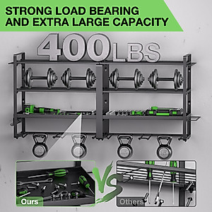 Sixfivsevn Power Tool Organizer, 8 Drill Holder Wall Mount, 4 Layers Garage Tool Organizers and Storage Rack, Heavy Duty Metal Tool Shelf with Hooks/Screwdriver Holder/Plier Holder/Hammer Holder