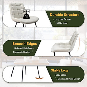 NicBex Velvet Dining Chairs, Upholstered Reception Chairs, Tufted Accent Chair with Metal Legs for Home Kitchen, Living Room, Set of 2, White