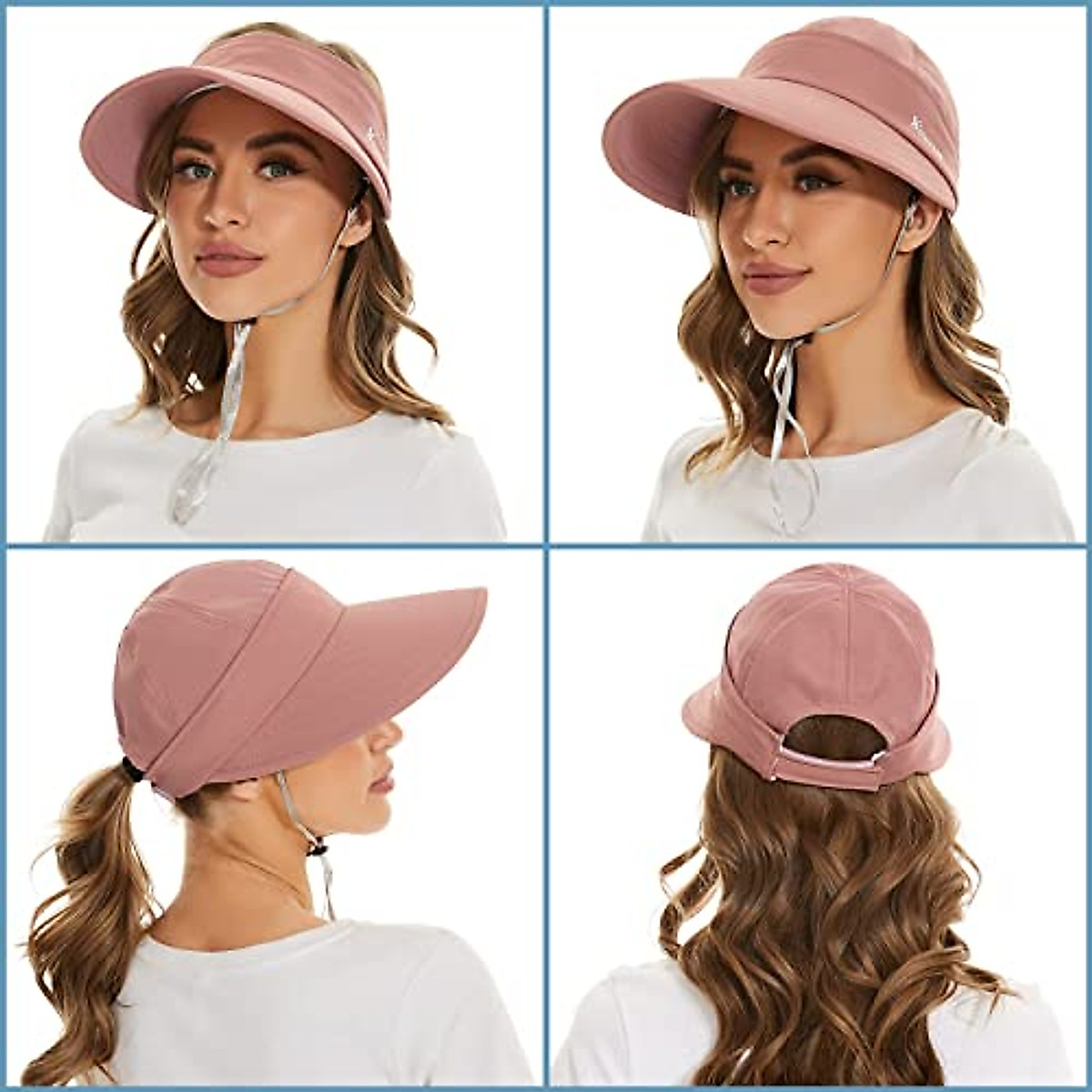 Century Star Womens Sun Hat Wide Brim UV Protection Summer Visor 2 in 1 Zip-Off Beach Hat for Women Golf Hats Outdoor Cap Black One Size