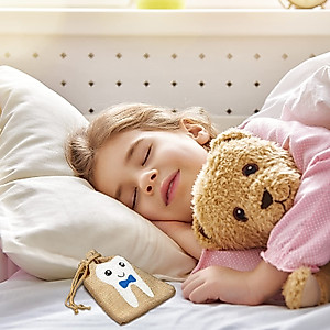 Tooth Fairy Bag Pouch for Boys and Girls to Place Under Pillow Milk Teeth Container Box for Toothfairy Tooth Holder Keepsake Gift for Kids Children Baby Shower Birthday (Blue Style)