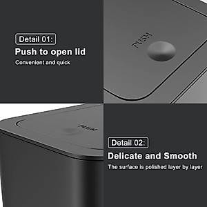 N. NETDOT 3 Pack (2 of 4 Gal & 1 of 2.6 Gal) Small Trash Can with Lid,Bathroom Garbage Can with Pop-Up Lid,Waste Basket for Bathroom,Kitchen,Bedroom,Powder Room,Craft Room,Office,College (Black)
