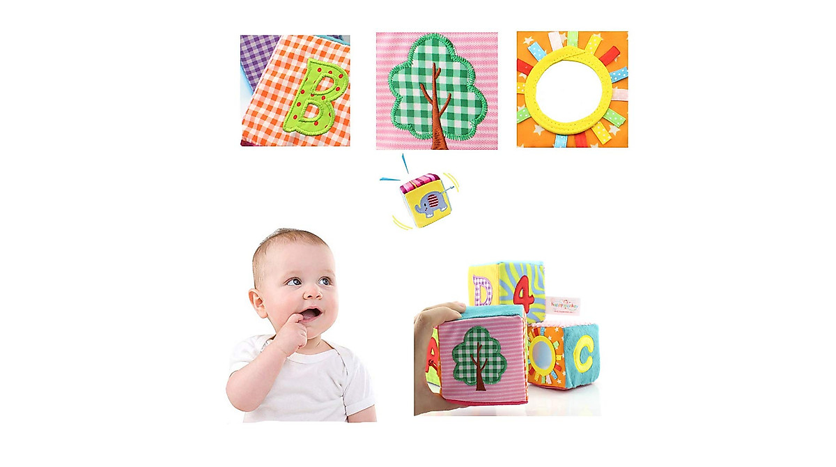 ORAPOH Soft Baby Rattle Blocks for Early Education