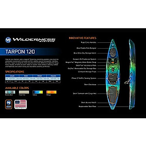 Wilderness Systems Tarpon 120 - Sit on Top Fishing Kayak - Premium Angler Kayak - Adjustable and Designed Seat - 12.3 ft - Fossil Tan