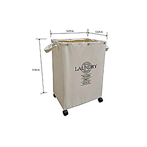 Heavy Duty Set of 2 Laundry Hampers on Wheels - for Bedroom, Bathroom, Nursery, Dorm - Fabric Home Décor - By Designstyles