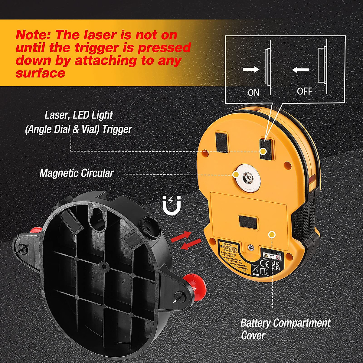 PREXISO Multi Surface Laser Level LED Light Vial, 30Ft Horizontal & Vertical Line Laser with Wall Mount Base, 2 Pins, 10 Sticker, 2 AA Batteries for Hanging Frames & Picture, Construction Wall Writing