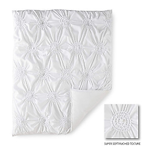 Levtex Baby - Willow Crib Bed Set - Baby Nursery Set - White - Soft Rosette Pintuck - 5 Piece Set Includes Quilt, Fitted Sheet, Diaper Stacker, Wall Decal & Crib Skirt/Dust Ruffle