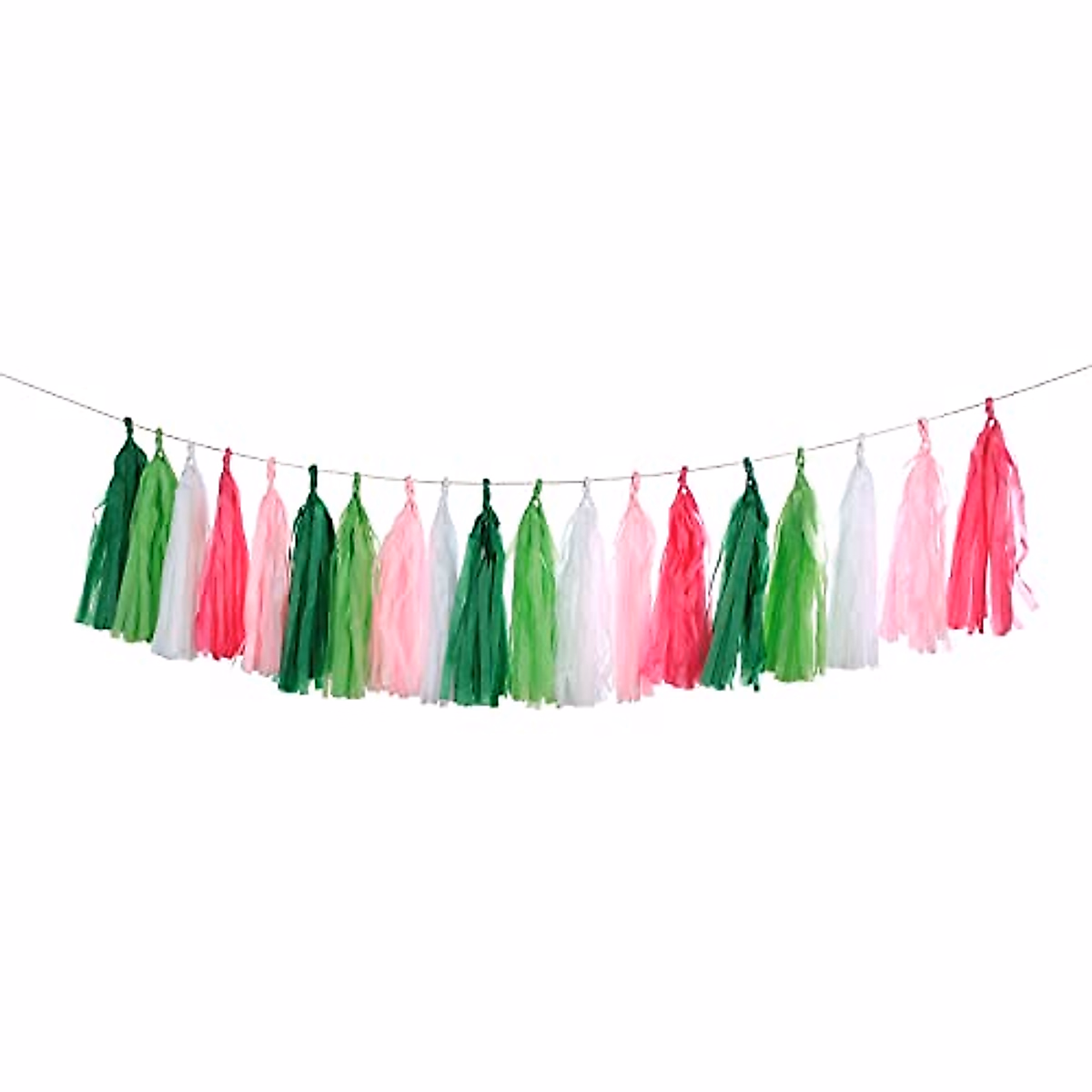 Mefuny 25PCS DIY Tissue Garland Hawaiian Summer Party Tropical Flamingo Theme Party Decor,Hot Pink Green Banner Perfect for Baby Shower Bridal Shower Birthday Party Decorations