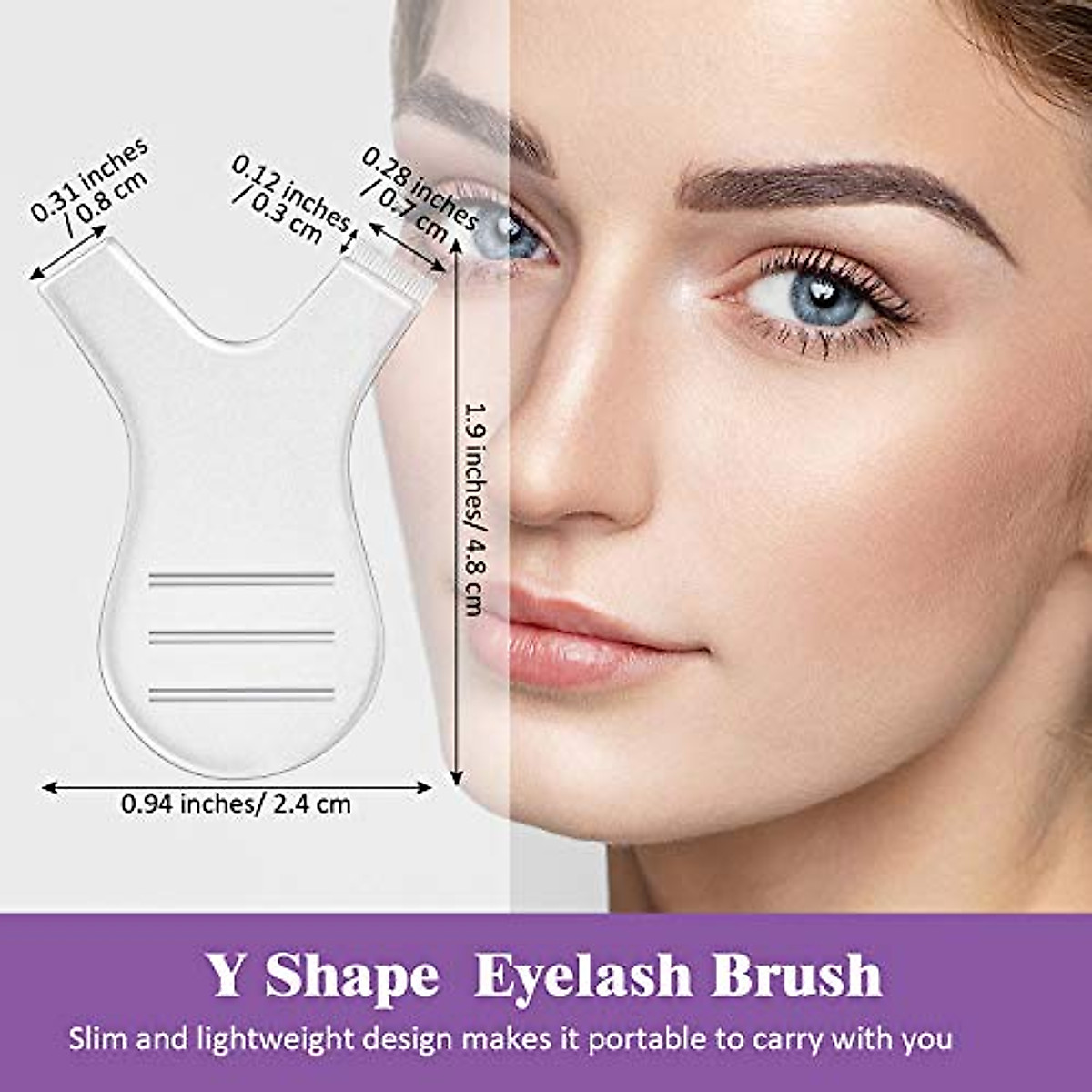 48 Pieces Y Shape Eyelash Brush Lash Perm Lift Brush Makeup Beauty Tool for Lash Grafting Eyelash Extension Cleanup Supplies (Transparent)