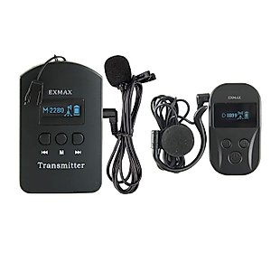 EXMAX EXD-101 2.4GHz Wireless Audio Tour Guide System 9999 Channels Hands-free Whisper Accoustic Transmission System for Training Conference Simultaneous interpretation(1 Transmitter & 1 Receiver)