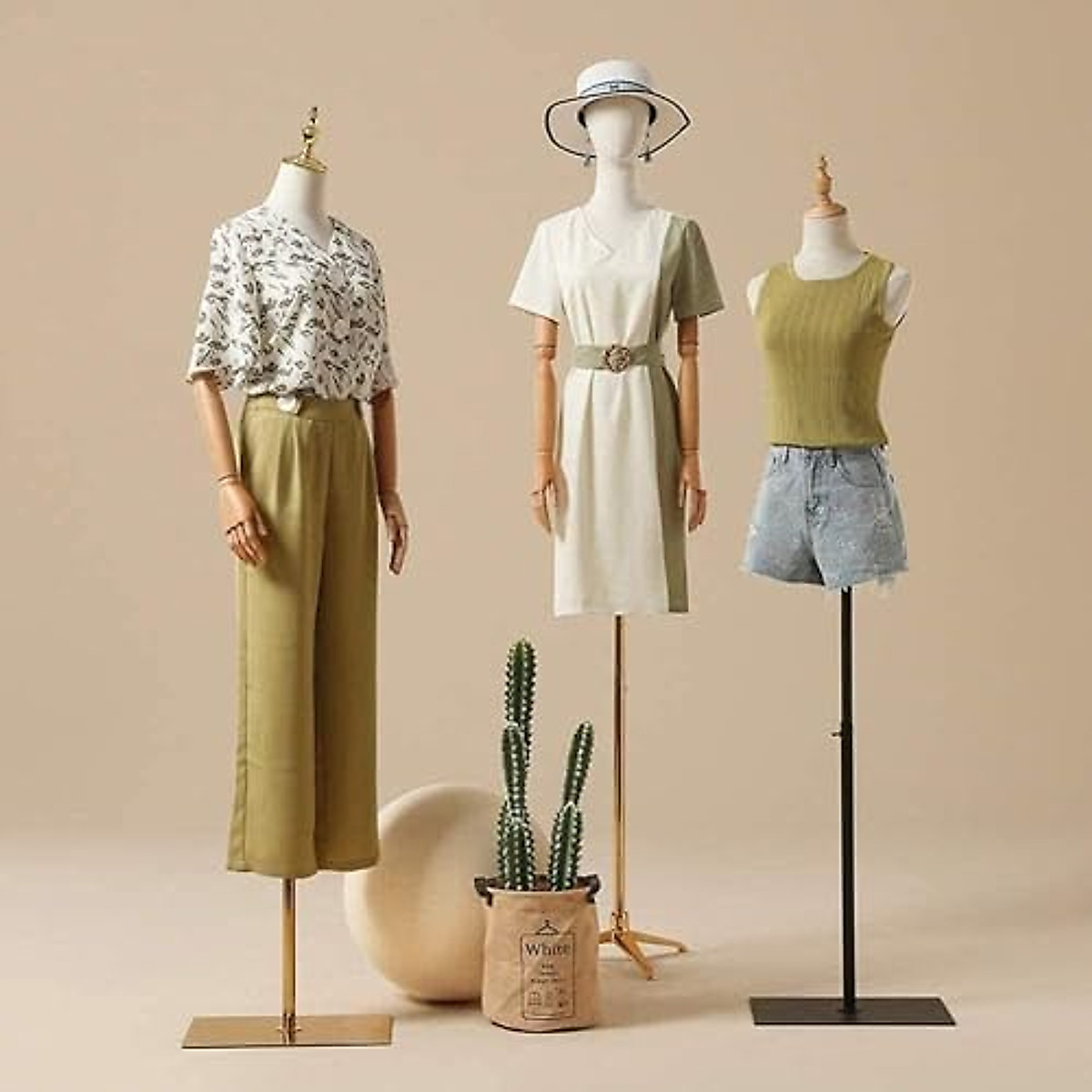 Tailors Dummy Mannequins Mannequin Body Female Tailors Dummy Adjustable with Silver Base with Arms for Clothing Display Dressform Mannequin