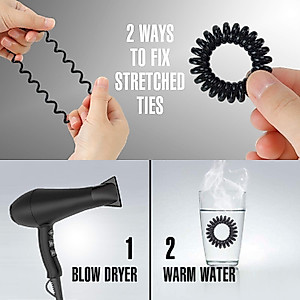 TailaiMei 30 Pcs Spiral Hair Ties, No Crease Coil Hair Ties, Phone Cord Hair Ties for Thick Hair - Women Ponytail Holder Elastics(Black&Transparent)