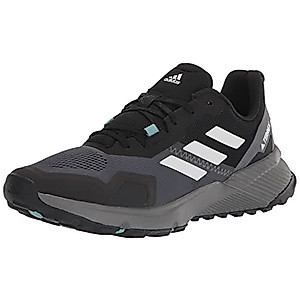 adidas Women's Terrex Soulstride Trail Running Shoes, Black/Crystal White/Mint Ton, 8