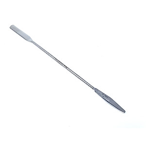 Lab Micro Double Ended Spatula Round/Tapered Arrow End (Flat Ends 50mm x 9mm), 9" Length, Stainless Steel