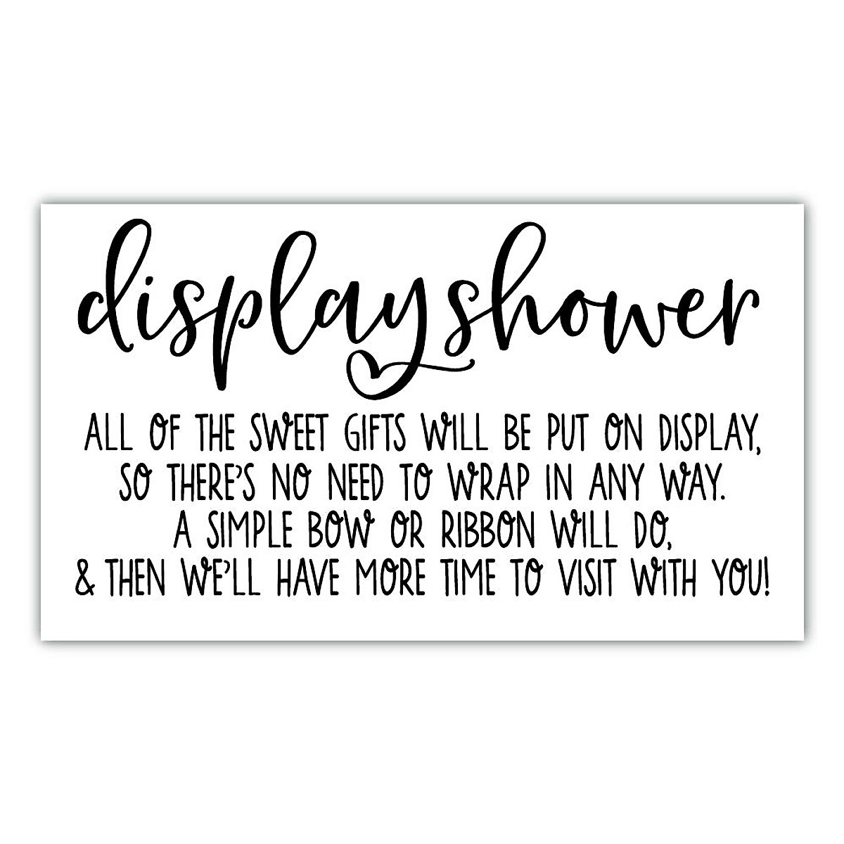50 Display Shower Cards - Modern Script Design - Unwrapped Gift Request Invitation Inserts for Bridal or Baby Shower