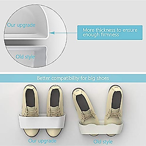 Yocice Wall Mounted Shoes Rack 6Pack with Sticky Hanging Strips, Plastic Shoes Holder Storage Organizer,Door Shoe Hangers (SM03-White-6)