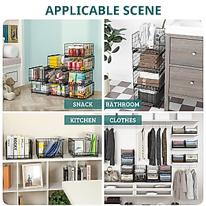 Hongtamoya 4-tier Sliding Closet Organizers and Drawer Storage Shelves, Stackable Storage Bins for Jean Pants Sweaters, Metal Drawer Slid Clothes Storage Container, Closet Organizers for Clothes-Black