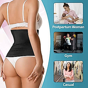 HADAN Invisible Waist Trainer For Women Under Clothes | Stomach Wraps For Belly Fat, Wrap Waist Trainer For Postpartum Women, With 6 Strong Adhesive Points, Plus Size - 157x4,9x0,06 Inch Black