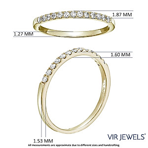 Vir Jewels 1/5 carat (ctw) Diamond Wedding Anniversary Band for Women, Half Eternity Round Diamond Engagement Ring 14K Yellow Gold Prong Pave Set 0.20 cttw, Size 4.5