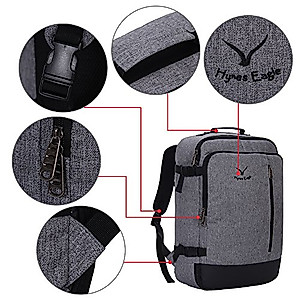 Hynes Eagle Carry on Backpack 38L Large Travel Backpack for Women Flight Approved Weekender Bag Laptop Backpack Men 15 inches Black Grey with Grey 3PCS Packing Cubes