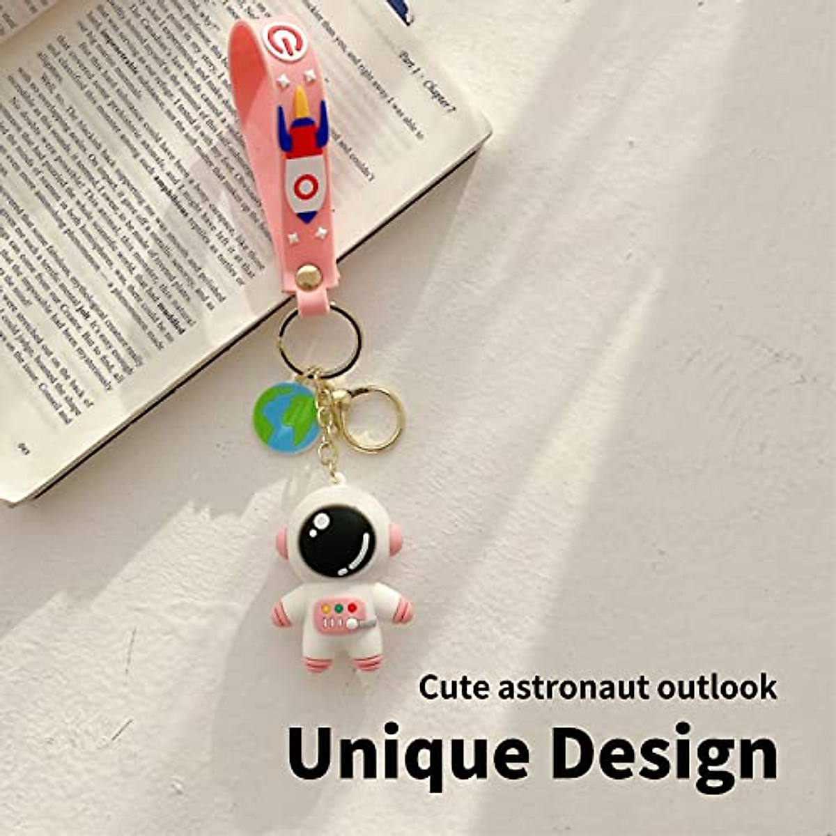 AIVYNA Cute Astronaut Airtag Loop Key Ring Silicone Case Compatible with Air Tag (Pink)
