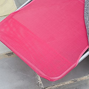 Outsunny Folding Chaise Lounge Chair, Pool Sun Tanning Chair, Outdoor Lounge Chair with Reclining Back, Breathable Mesh Seat, Headrest for Beach, Yard, Patio, Pink