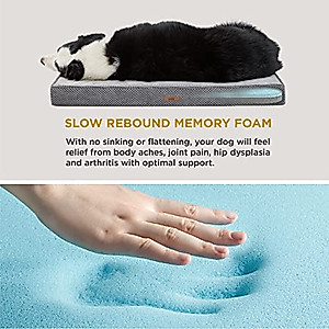 Lesure Large Memory Foam Dog Bed for Crate with Waterproof Liner for Large Dogs Grey - Orthopedic Washable Dog Bed with Removable Cover & Non-Slip Bottom - Cozy Dog Bed for Pet
