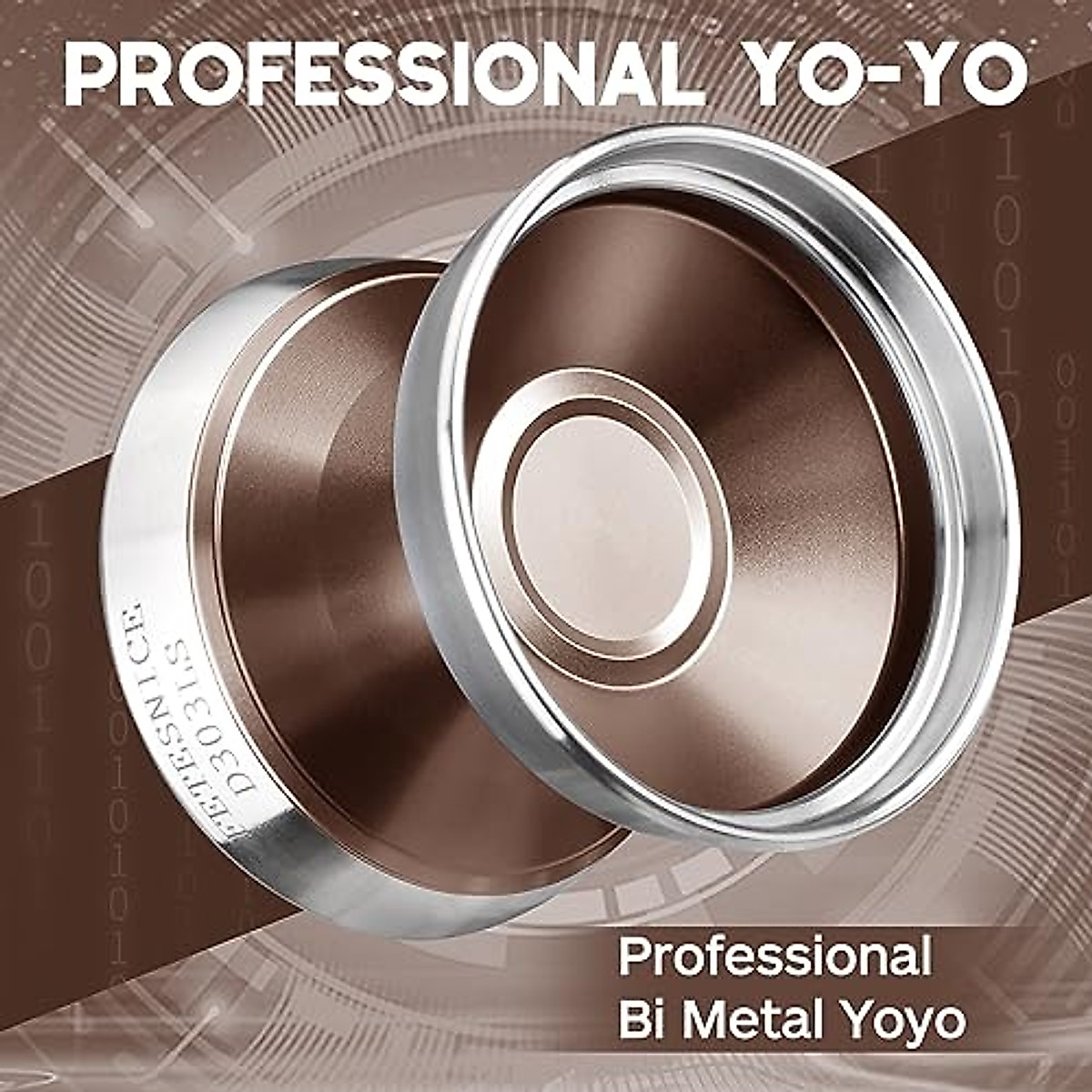 FETESNICE Yoyo Professional Competition Bi-Metal Yo Yo, Unresponsive Yoyos for Kids, Pro Alloy 6061Bimetal Yoyo for Intermediate to Advanced Players with 10 Ball Protection Cover Yo-yo Bearing-Brown
