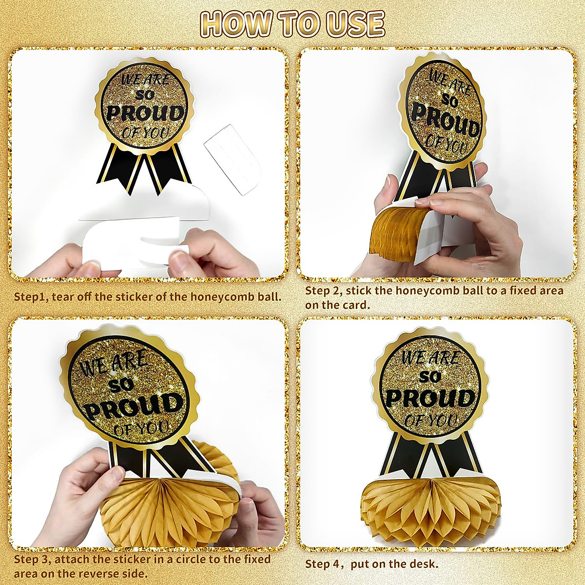 Graduation Decorations Class of 2024, 9PCS 2024 Graduation Party Decorations,Congrats Grad Table Centerpiece Congratulate Graduation Honeycomb Table Toppers for Graduation Party Supplies