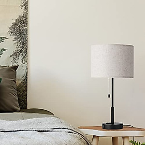 JS NOVA JUNS Table Lamps, Bedside Lamp Set of 2 with Dual USB Ports and 3-Prong AC Outlet, Modern End Table Nightstand Light Perfect for Bedroom, Living Room, Study Room, LED Bulbs Included