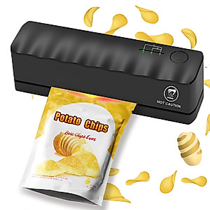 Bag Sealer Mini Rechargeable,3000mAh Heat Sealer Machine with 5 Adjustable Gears Chip Bag Resealer,Plastic Bag Sealer for Food Snack Bags Storage(black)