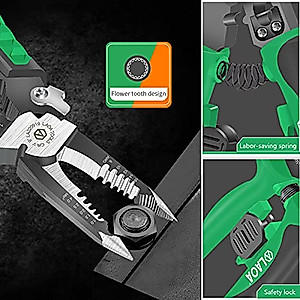 LAOA Needle Nose Pliers Electrician Pliers Wire Stripper Wire Stripper Tool,9-in-1 Multifunctional for Clamping,Tightening Screws,Stripping Wires,Cutting Cables,Iron Wires with 1pc Spring