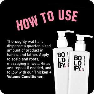 Boldify Thickening Shampoo - Rice Water Shampoo for Thinning and Oily Hair - Volumizing Shampoo for Fine Hair, Weightlessly Removes Excess Oil - 8oz