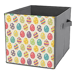 Vintage Easter Egg Large Cubes Storage Bins Collapsible Canvas Storage Box Closet Organizers for Shelves
