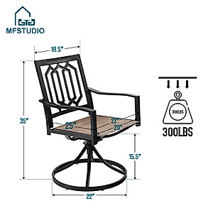 MFSTUDIO 2 Pieces Patio Dining Textilene Metal Swivel Chairs Weather Resistant Garden Outdoor Modern Furniture, Sling Mesh Black Steel Frame