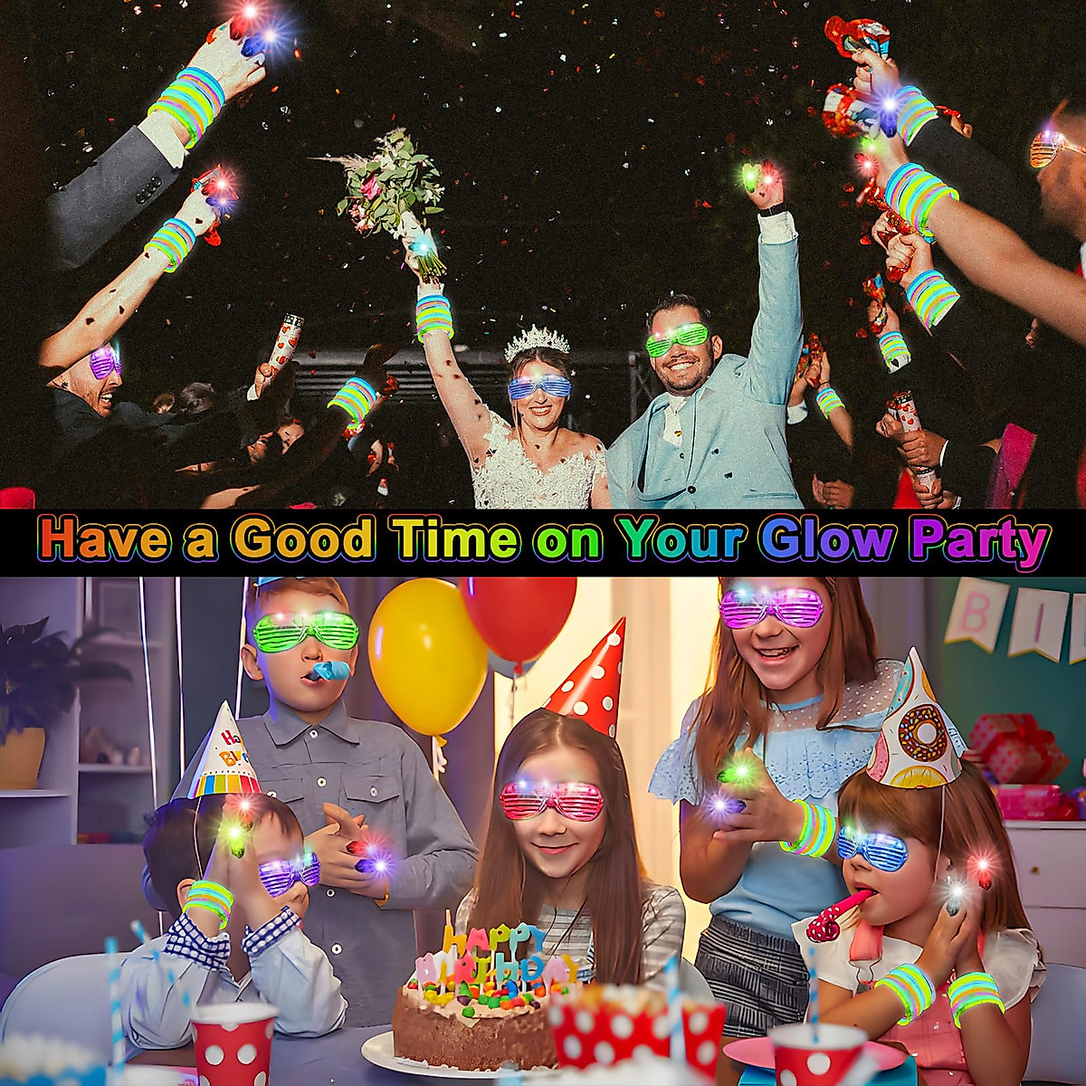 OLUPP 170 PCS Glow in The Dark Party Supplies, Glow Sticks Glasses Favors, 100 PCS Glow Sticks, 30 PCS LED Glasses and 40 PCS Finger Lights for Glow Party, Wedding, Birthday, Concert, Raves, New Year