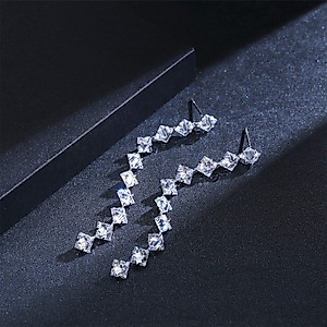 SBLING Platinum-Plated Cubic Zirconia Drop Earrings- Gifts for Women