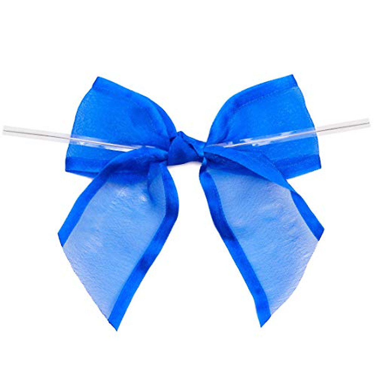 Blue Organza Bow Twist Ties for Favors and Treat Bags (1.5 Inches, 36 Pack)