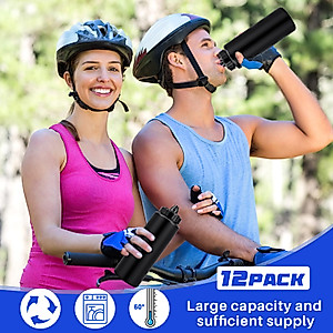 Hushee 12 Pcs 32oz Squeeze Water Bottles Bulk BPA Free Sports Water Bottles Reusable Cycling Football Baseball Hockey Water Bottle with Wire Whisk Included