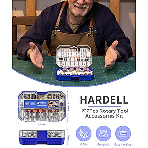 HARDELL Rotary Tool Accessories, 227pcs Power Rotary Tool Accessories Kit, 1/8"(3.2mm) Diameter Shanks, Universal Fitment for Easy Cutting, Polishing, Sanding, Carving, Grinding, Engraving