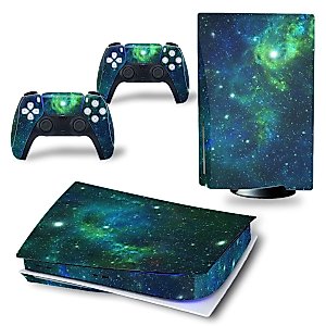Full Body Vinyl Skin for PS5 Disk Version, PS5 Console and Controllers Skin Sticker Decal Cover - Galaxy