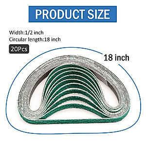 1/2" x 18" Zirconia Sanding Belts for Belt Sander, 40 Grit 1/2 x 18 Inch Sanding Belts for Air File Belt Sander, Woodworking, Metal Polishing, Derusting, 20-Pack