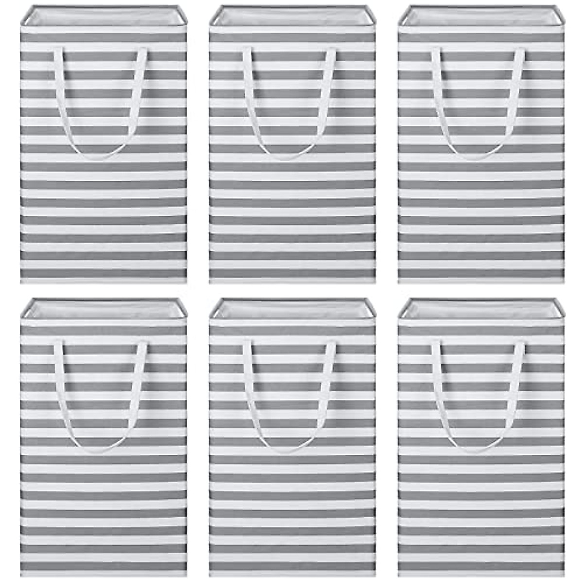 6 Pcs Laundry Hamper 75L Large Collapsible Laundry Baskets Freestanding Dirty Clothes Hamper Waterproof Clothes Hampers Organizer with Easy Carry Handles for Laundry Clothes Bedroom (Gray, White)