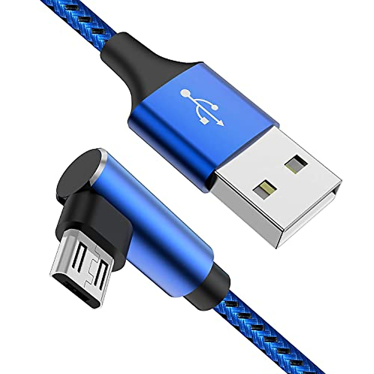 CTREEY Android Charger Cable, [3 Pack/3FT 6FT 10FT] Micro USB Cable 90 Degree, Right Angle High Speed Fast Charging Cords for Samsung Galaxy S7 S6 J8 J7 Note 5,Kindle,LG,PS4,Camera (Blue)