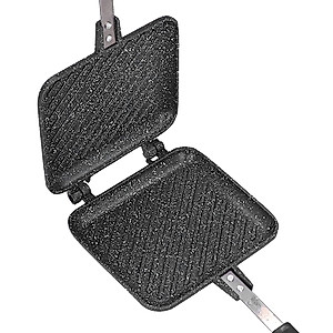 Lazmin112 Nonstick Double Sided Frying Pan, Breakfast Pot Aluminum Alloy Flip Tray Barbecue Plate for Indoor and Outdoor Cooked Chicken Fish