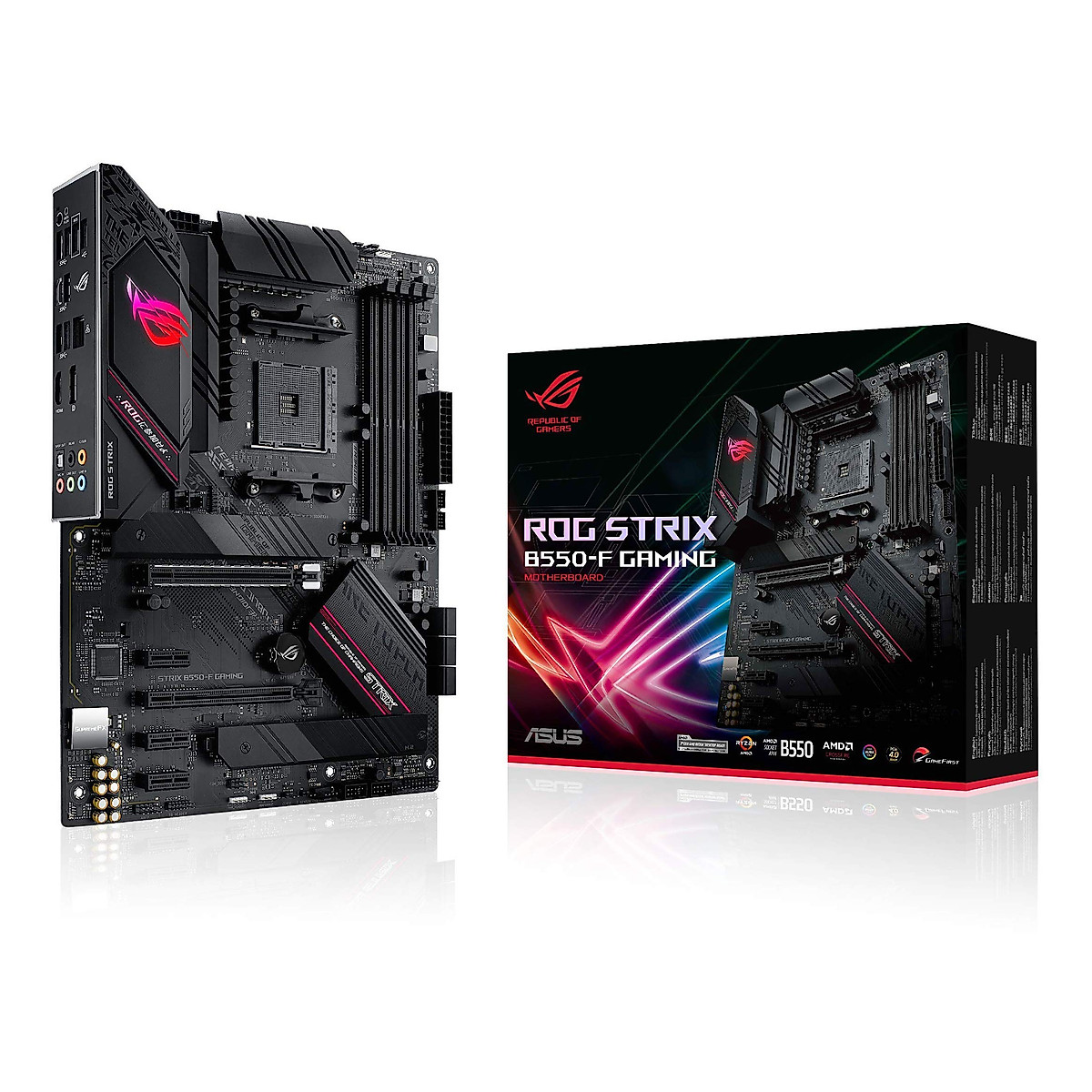 ASUS ROG Strix B550-F Gaming AMD AM4 Zen 3 Ryzen 5000 & 3rd Gen ATX Motherboard (PCIe 4.0, 2.5Gb LAN, BIOS Flashback, HDMI 2.1, Addressable 2 RGB Header and Aura Sync) (Renewed)