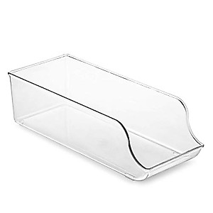 Set of 4 Refrigerator Organizer Bins Pop Soda Can Dispenser Beverage Holder for Fridge, Freezer, Kitchen, Countertops, Cabinets - Clear Plastic Canned Food Pantry Storage Rack
