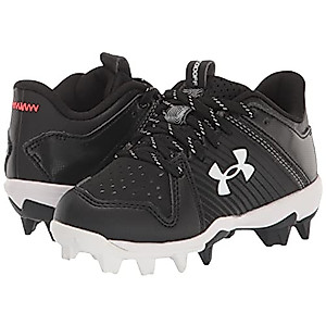 Under Armour Baby Boys Leadoff Low Junior Rubber Molded Cleat Baseball Shoe, (001) Black/Black/White, 13 Little Kid US