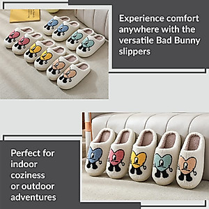 Daisy’s Findings Bad Bunny Slippers | Smiley Face Slippers for Women | Cute Plush Cute Slippers for Women | Fluffy Slippers | Fuzzy Slippers Women Indoor and Outdoor